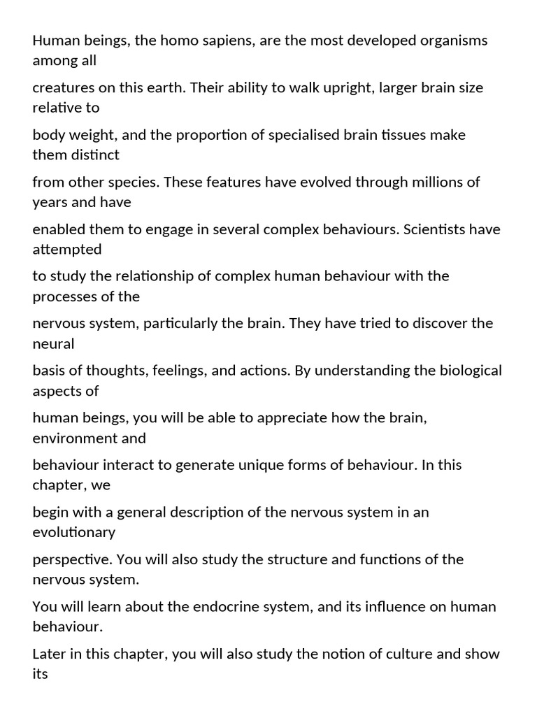 Human Behaviour | PDF | Neuron | Nervous System