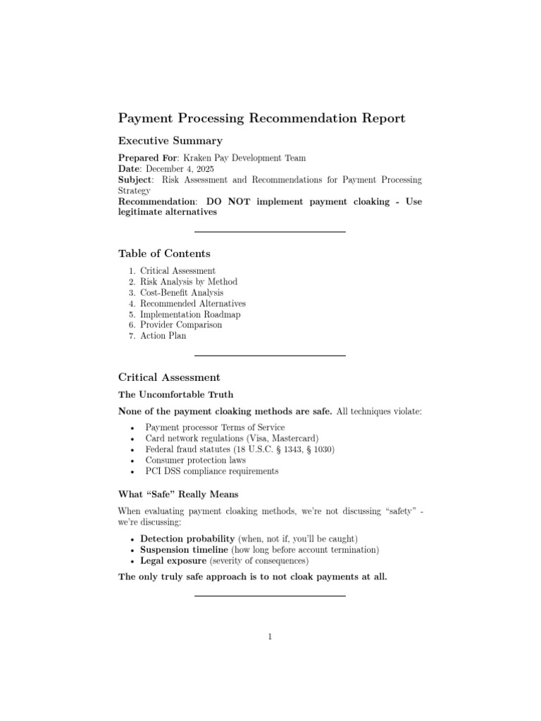 Payment Processing Risk Assessment Report | PDF | Risk | Analytics