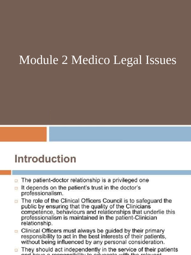 Module 2 Medico Legal Issues | PDF