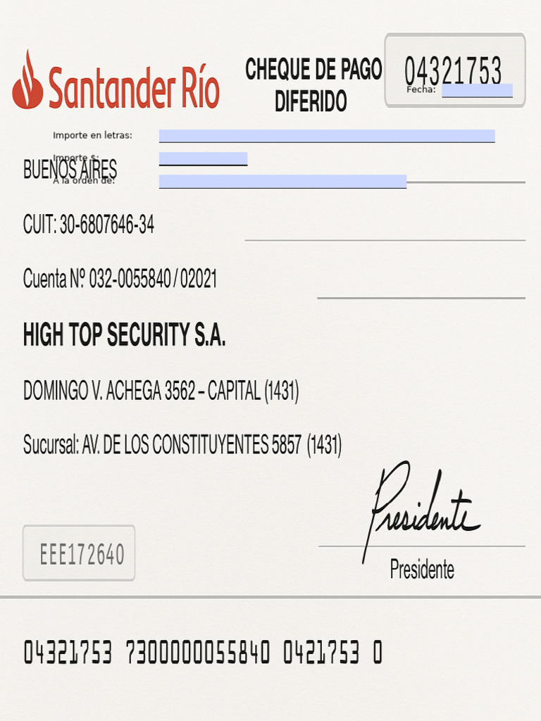 Cheque Santander Editable | PDF