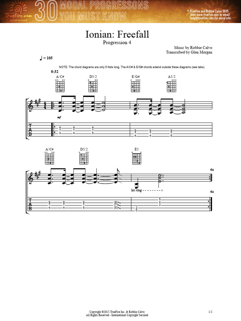 006 30 Modal Progressions You MUST Know Ionian Freefall Progression 4 ...