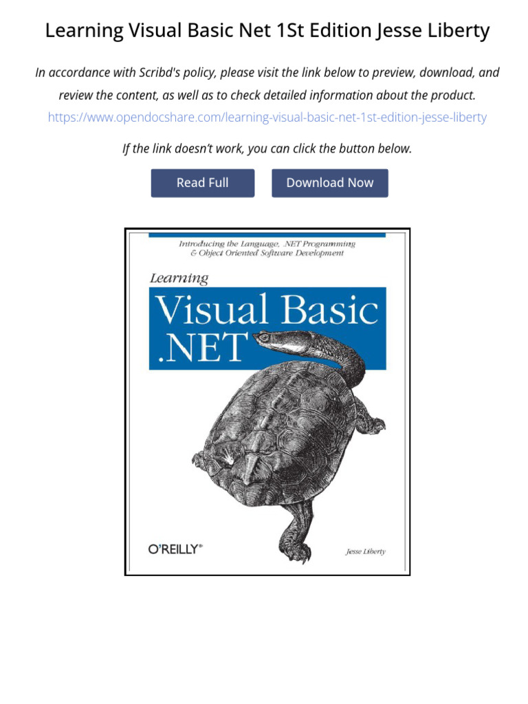 Learning Visual Basic NET 1st Edition Jesse Liberty | PDF | Computer ...