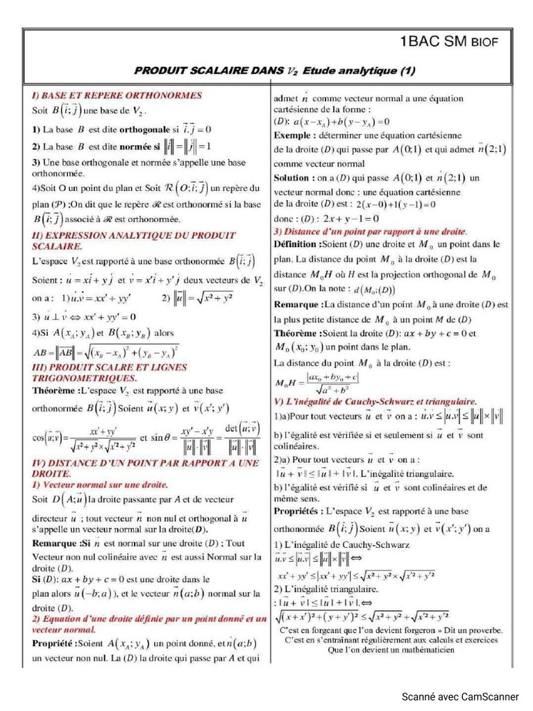 Produit Scalaire 2 | PDF