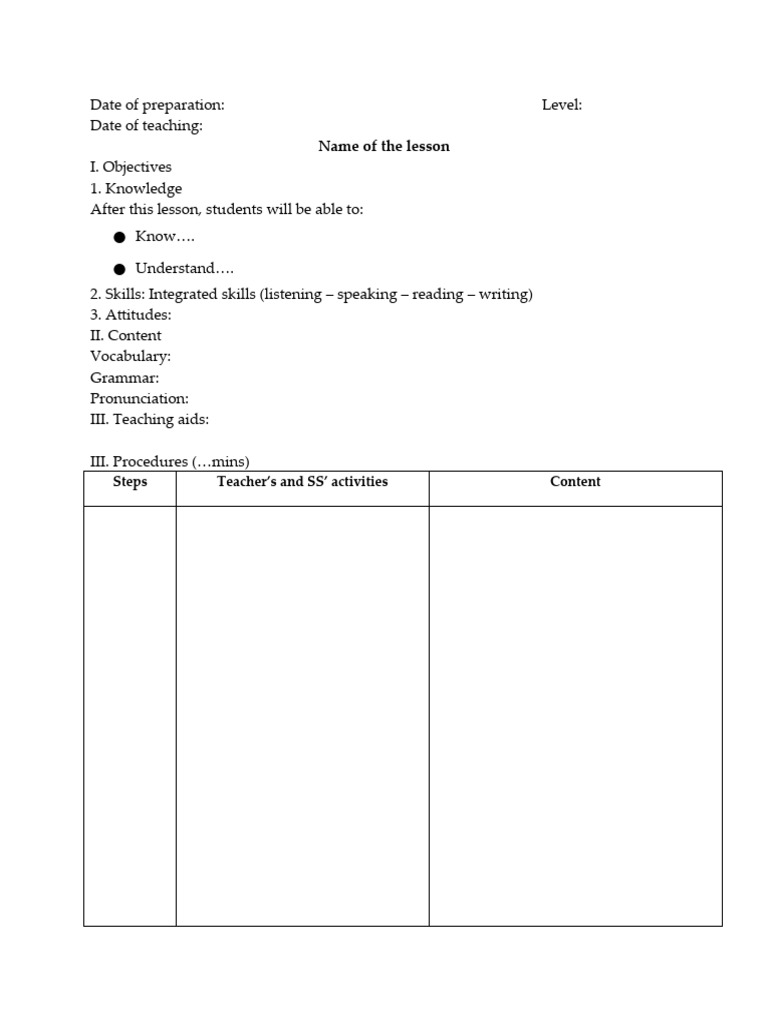 Teaching Methodology - 4 Lesson Plan | PDF