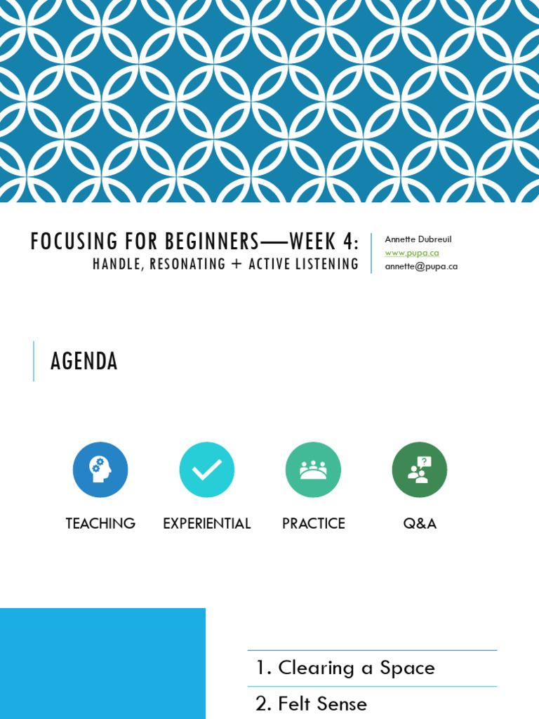 Focusing for Beginners - 8 weeks - Week #4 - Handle, Resonating and ...