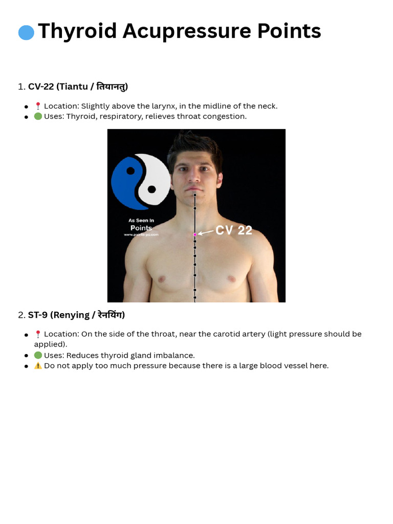 Thyroid Acupressure Points Guide | PDF