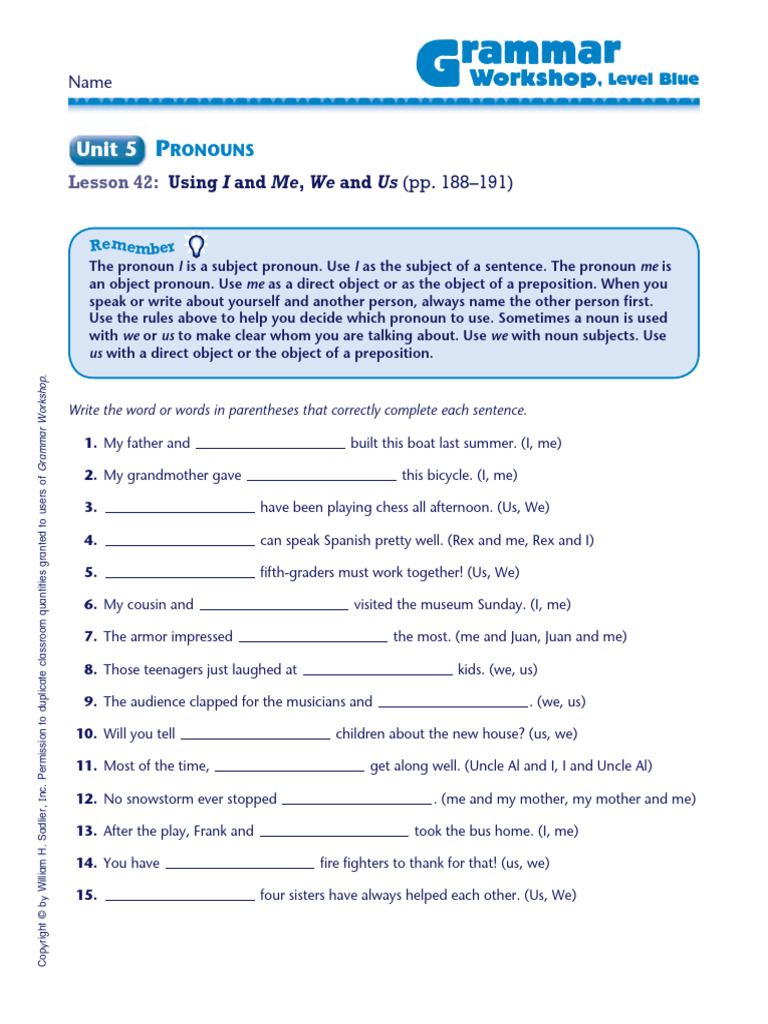 Pronoun Usage: I, Me, We, Us Guide | PDF | Pronoun | Subject (Grammar)