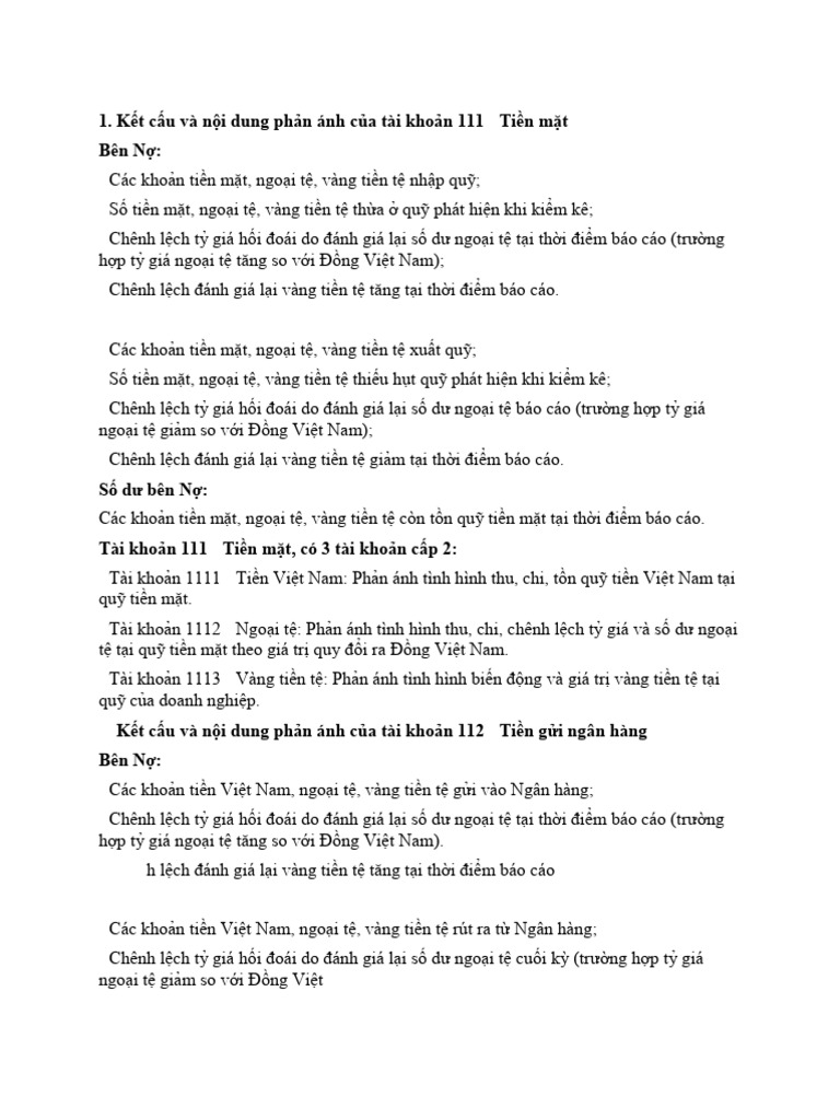 Kết cấu và nội dung TK theo TT 200 | PDF