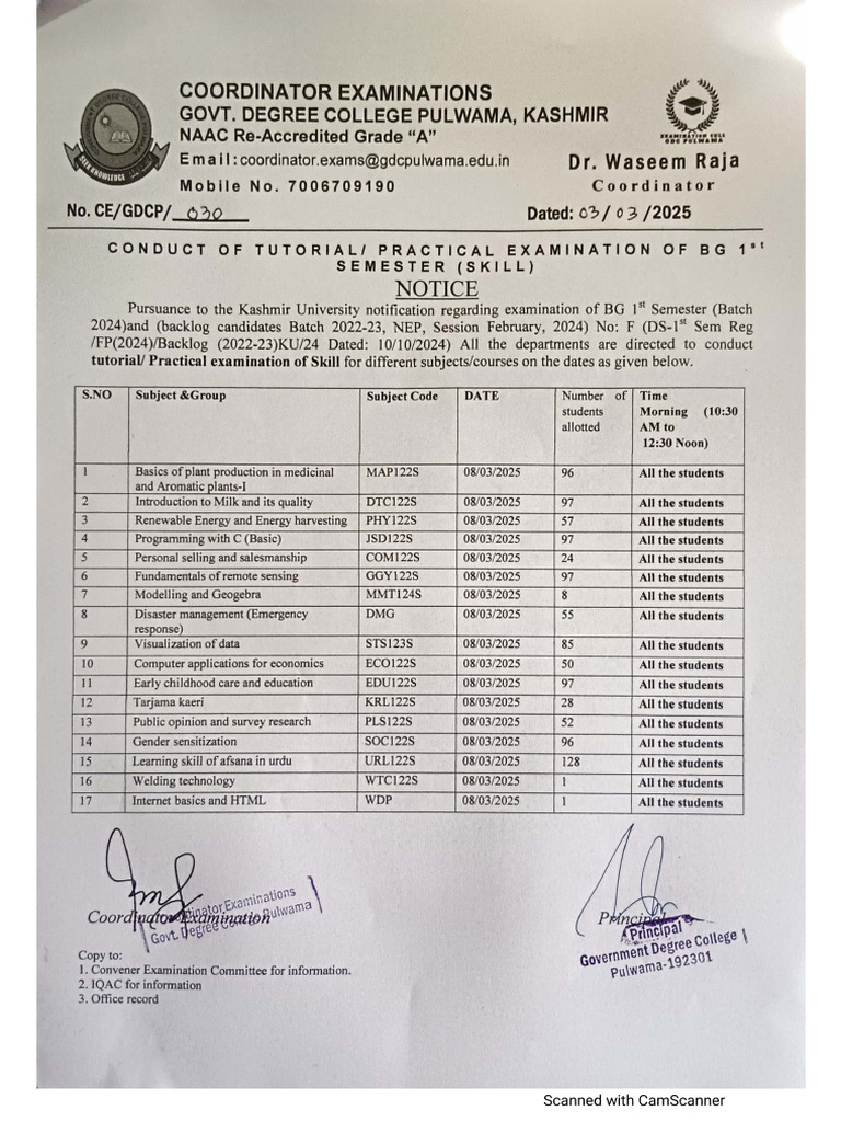Notice - Conduct of Tutorial and Practical EXam BG 1st Skill | PDF