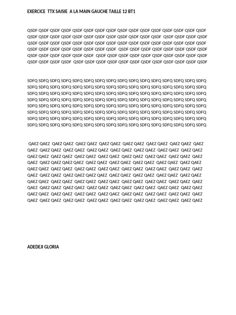 Exercice Ttx Saisie a La Main Gauche Taille 12 Bt1 | PDF