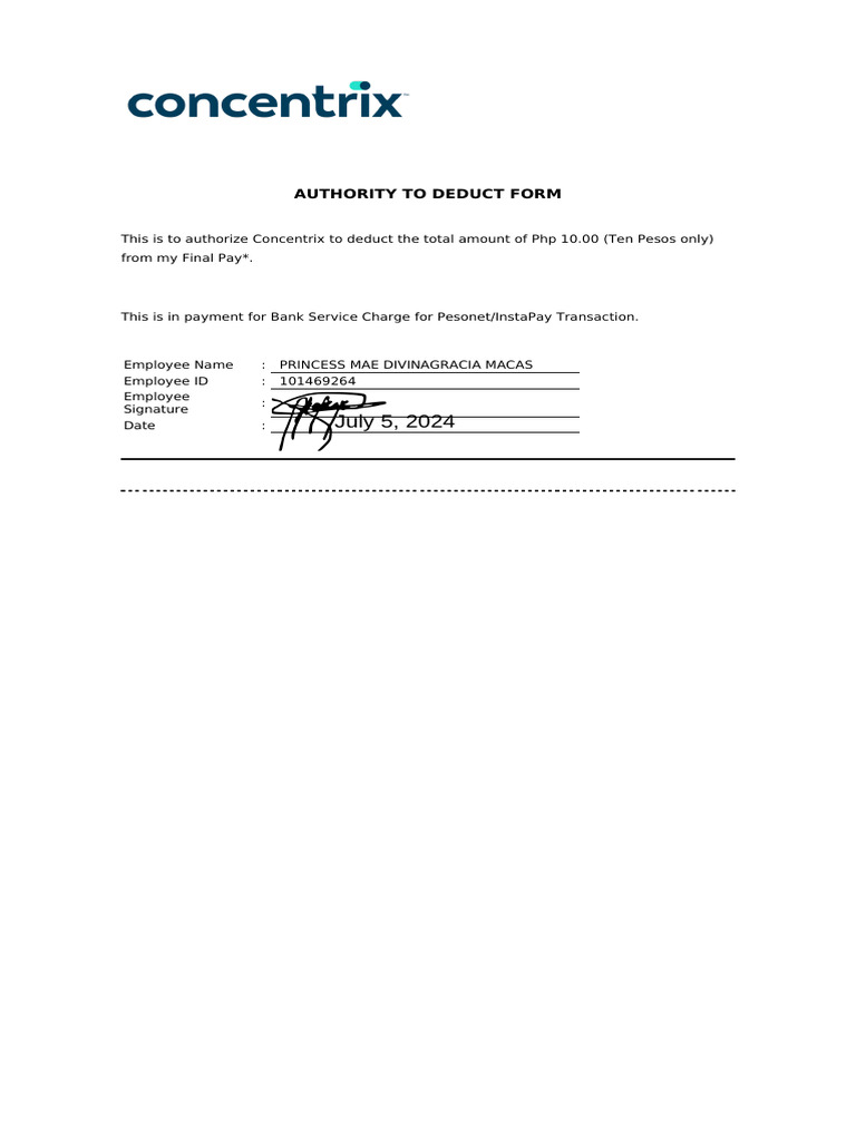 ATD-Form For Final Pay | PDF
