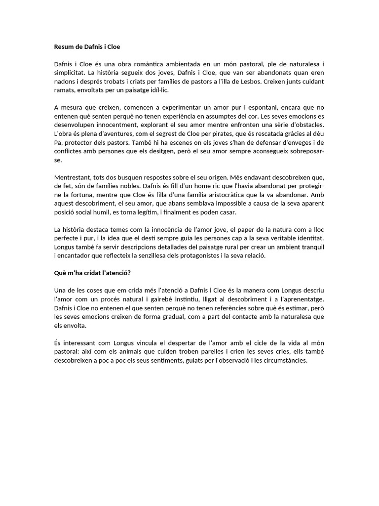 Dafnis i Cloe. Literatura Grega. Grans Obres | PDF