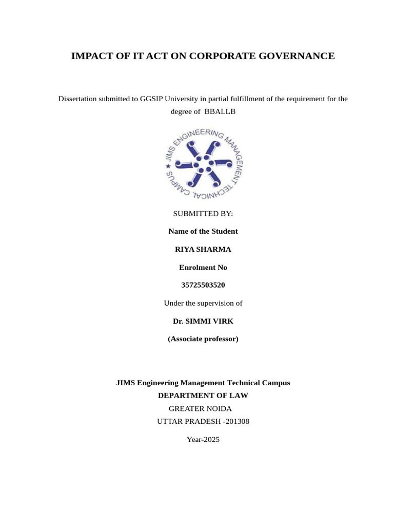 Impact of IT Act on Corporate Governance_JIMS (1) | PDF | Governance ...