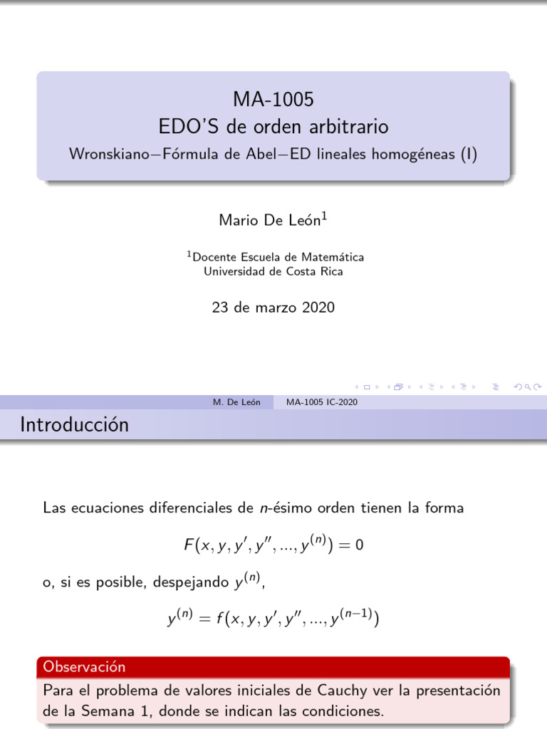 ECUA Presentaci n Semana 3 | PDF | Ecuaciones | Ecuaciones diferenciales