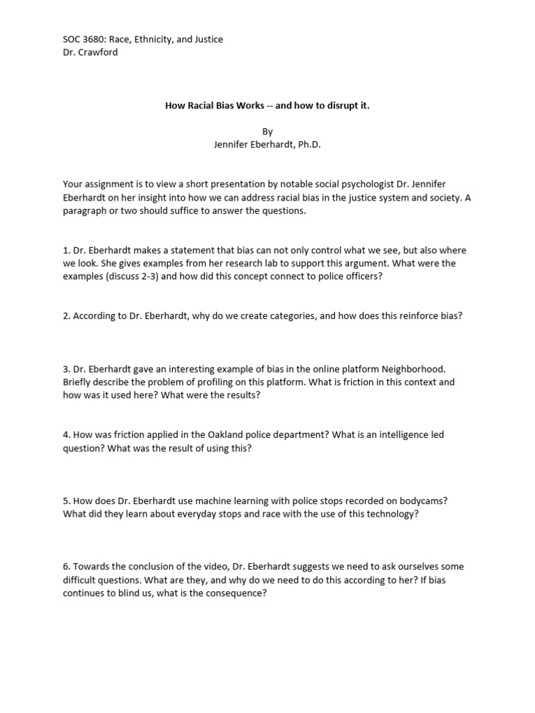 How Racial Bias Works Worksheet | PDF