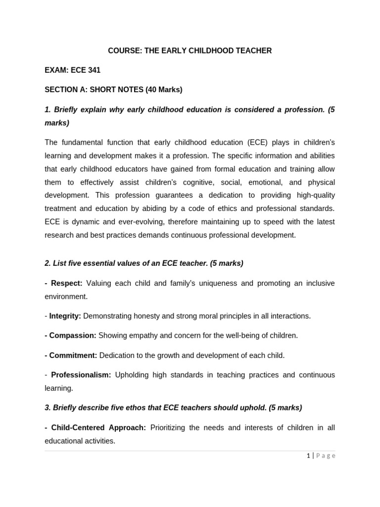 Module Ece 341 Exam | PDF | Early Childhood Education | Teachers