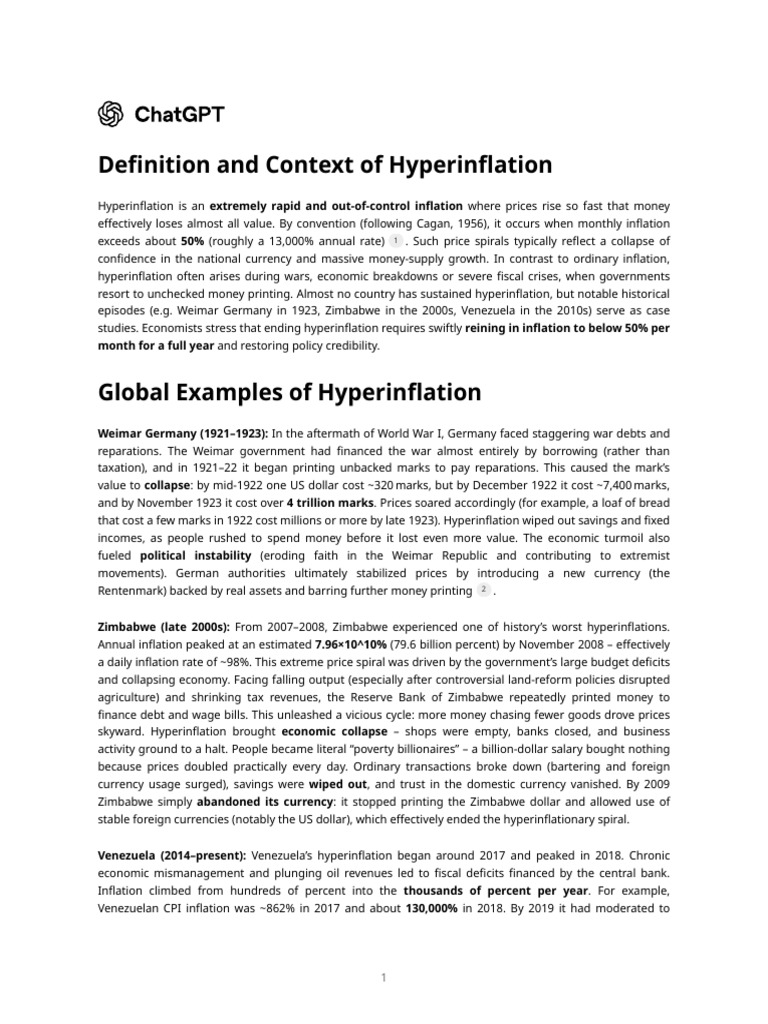 Definition and Context of Hyperinflation | PDF | Inflation | Fiscal Policy