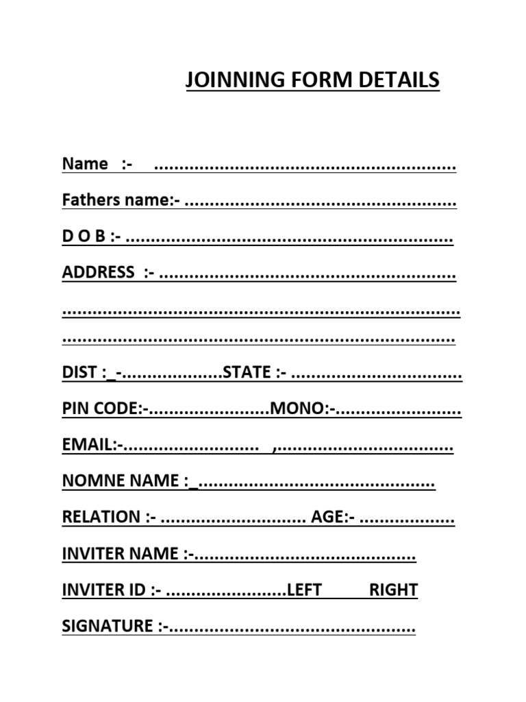 Joinning Form Details | PDF