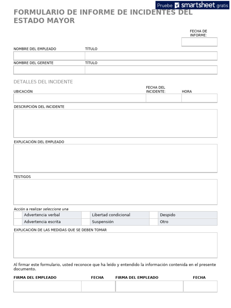 IC General Staff Incident Report Form Template 10691 WORD ES | PDF