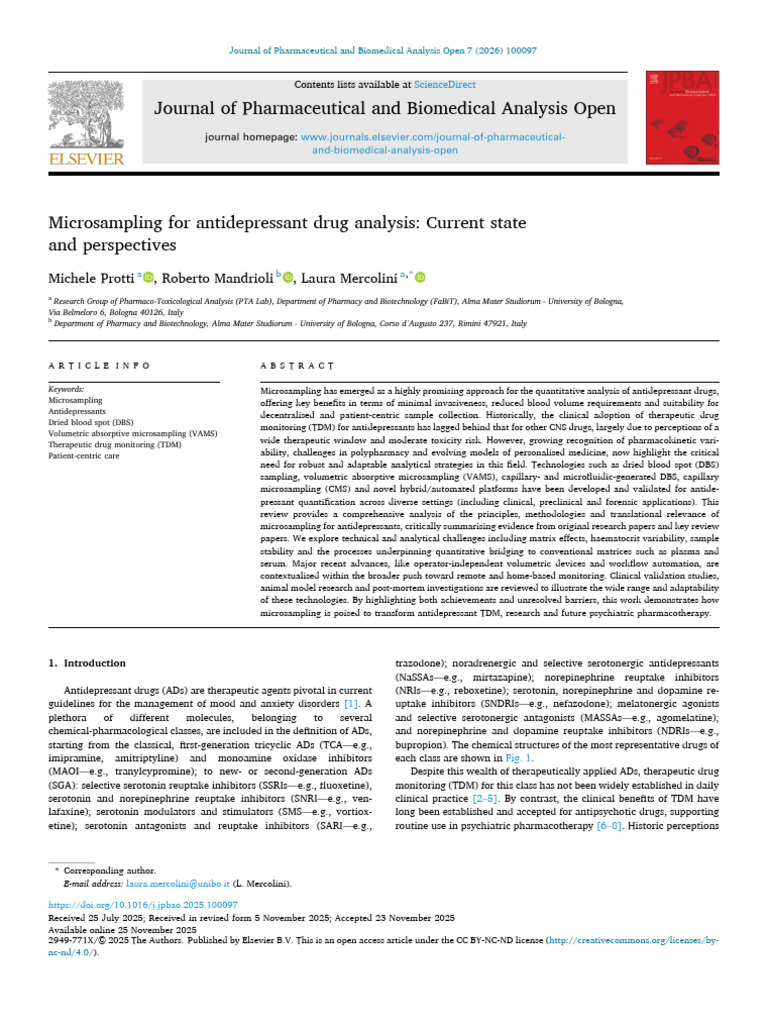 Antidepressant Drug Analysis via Microsampling | PDF | Antidepressant ...