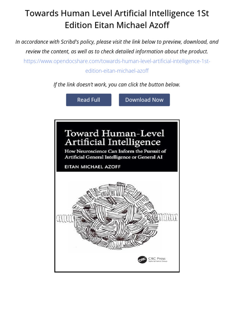 Towards Human Level Artificial Intelligence 1st Edition Eitan Michael ...