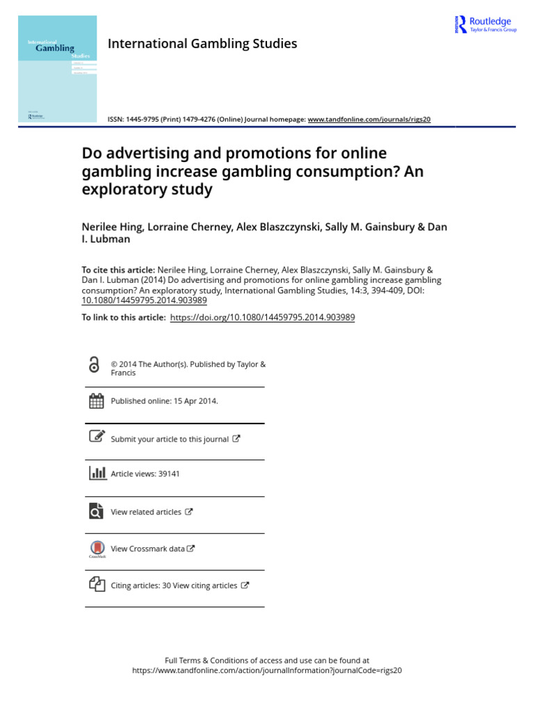 ART.15 | PDF | Gambling | Problem Gambling