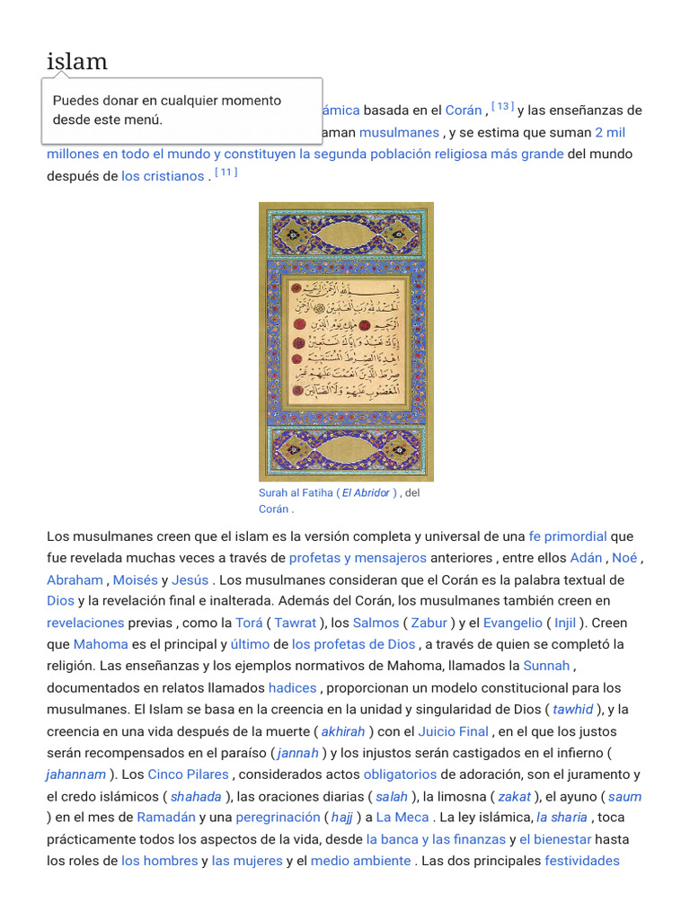 Islam - Wikipedia (1) | PDF | Religiones abrahámicas | Palabras y ...
