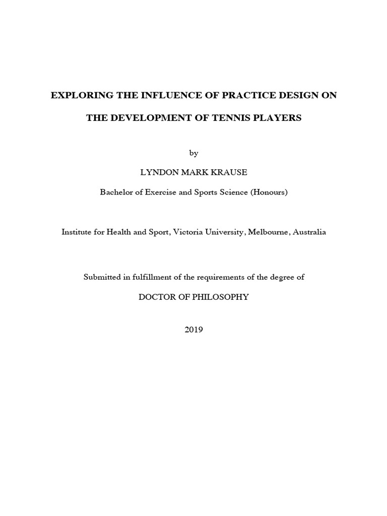 Tennis Practice Design Impact on Skills | PDF | Expert | Thesis