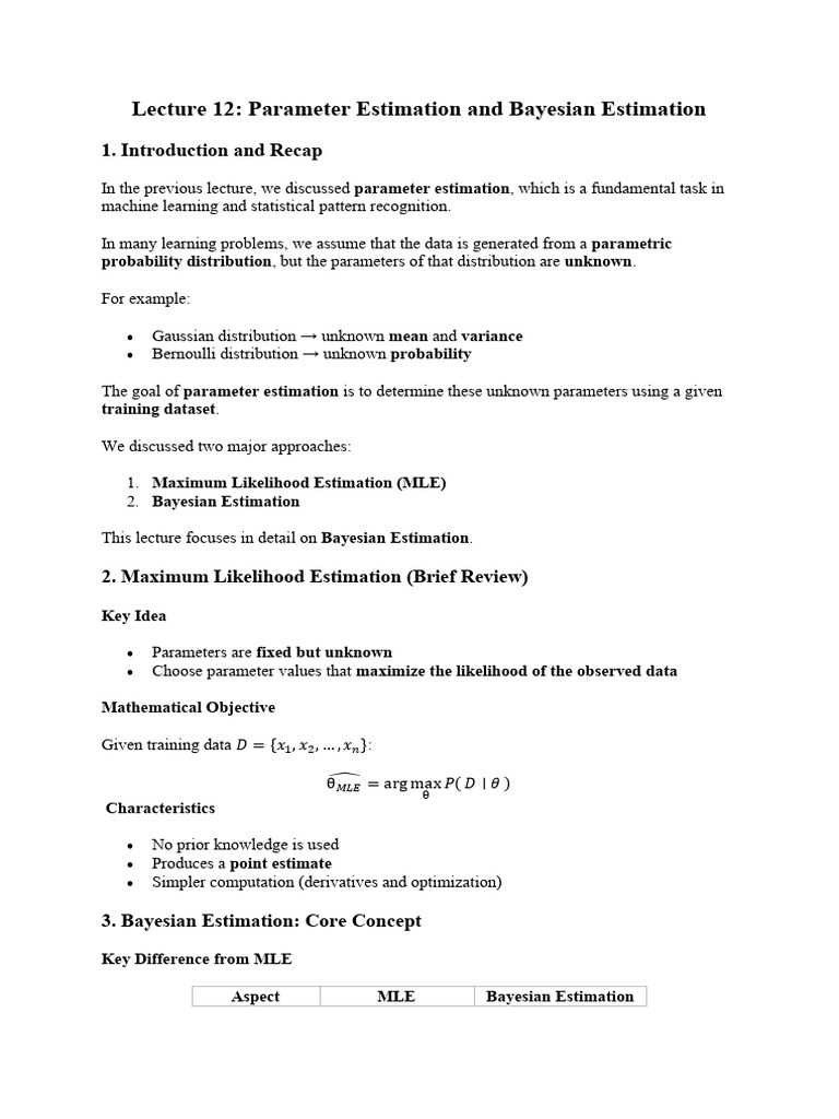 Lecture 12 | PDF | Bayesian Inference | Estimation Theory