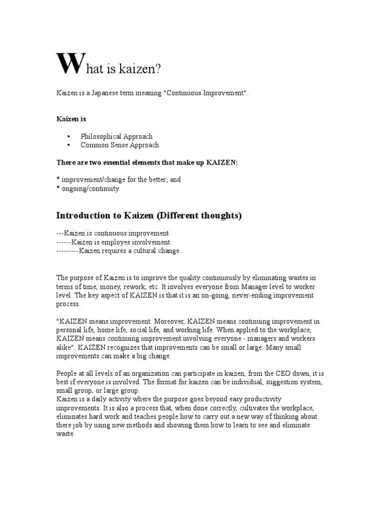 Understanding Kaizen: Continuous Improvement | PDF | Lean Manufacturing ...