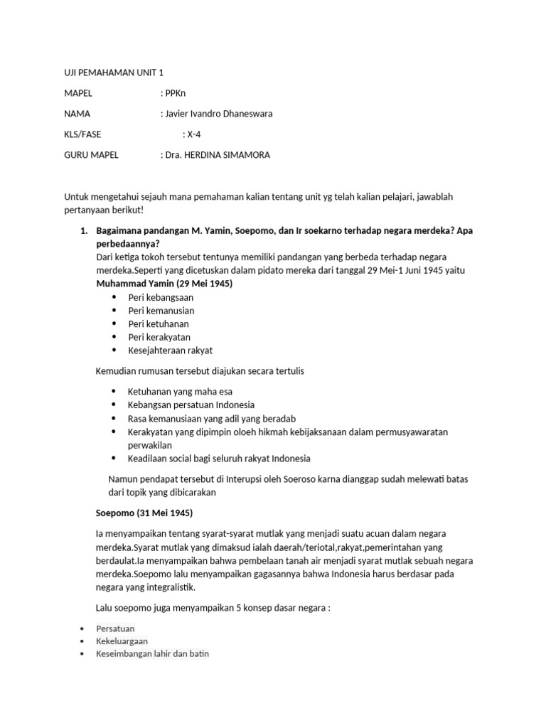 Uji Pemahaman Unit 1 | PDF