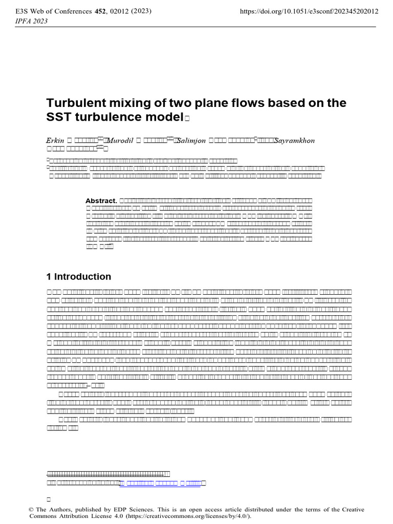 SST Model for Mixing Plane Flows | PDF | Navier–Stokes Equations ...