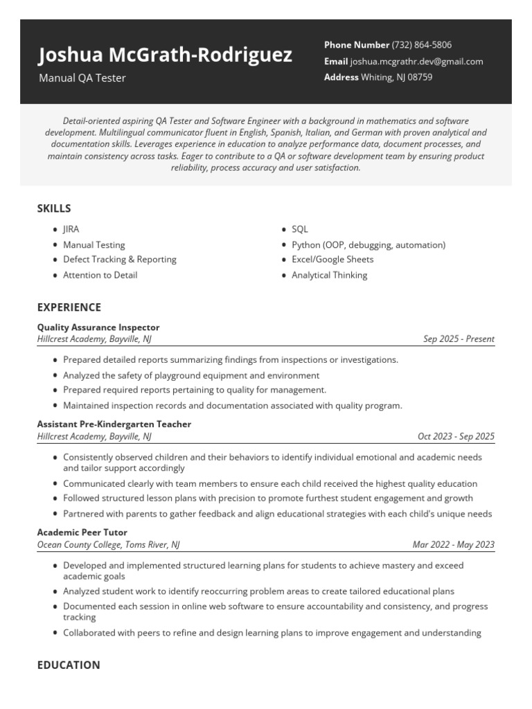 Resume Updated 11,14,2025 | PDF | Learning | Cognition