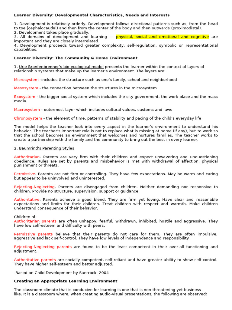 FS-1-NOTES | PDF | Curriculum | Classroom Management