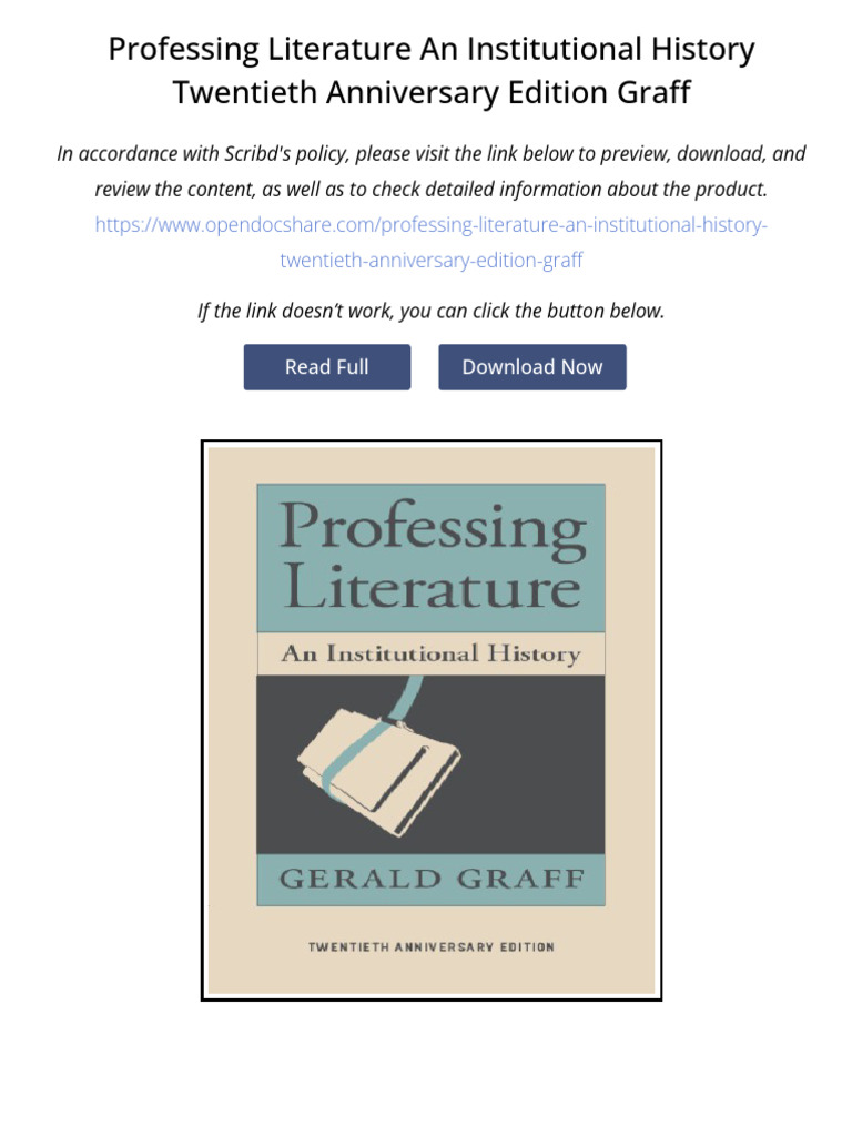 Professing literature an institutional history Twentieth Anniversary ...