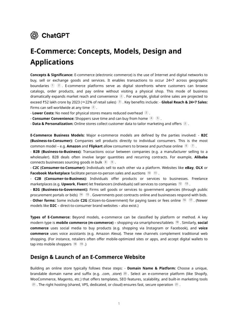 E-Commerce - Concepts, Models, Design and Applications | PDF | E ...
