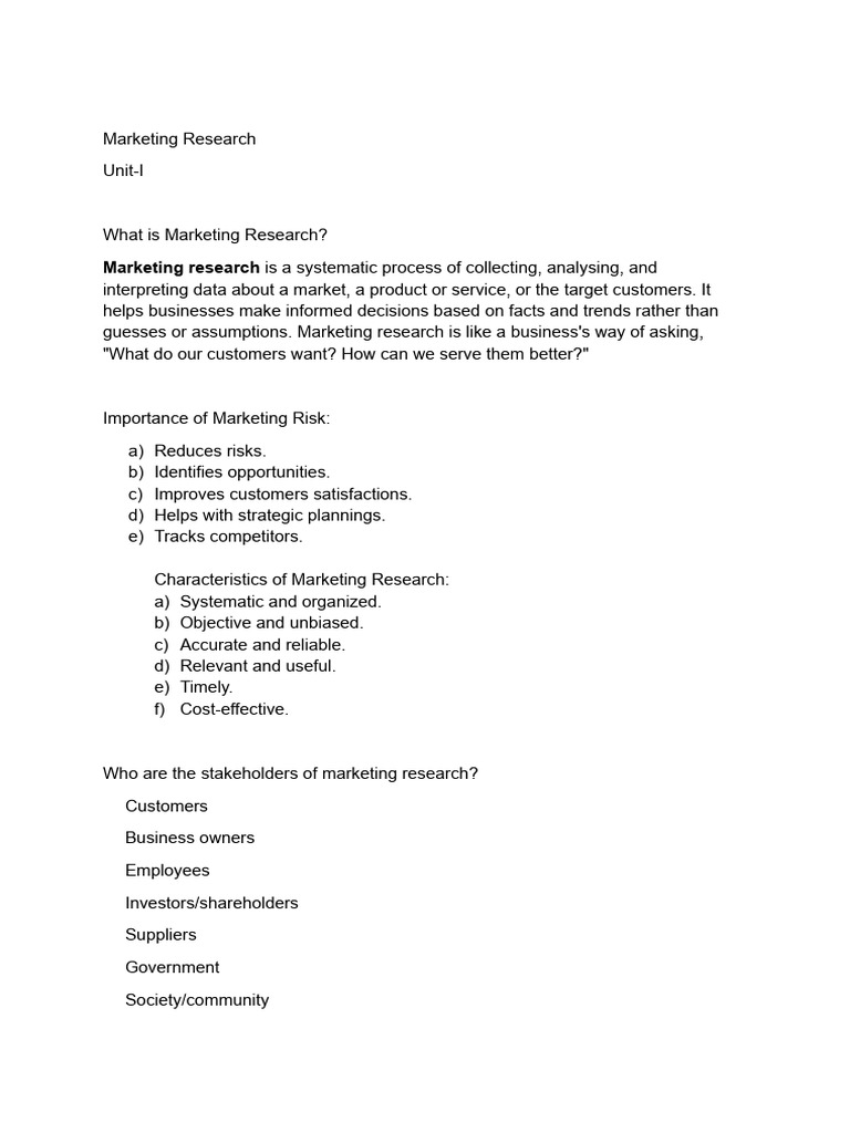 MR Unit-I Notes | PDF | Survey Methodology | Experiment