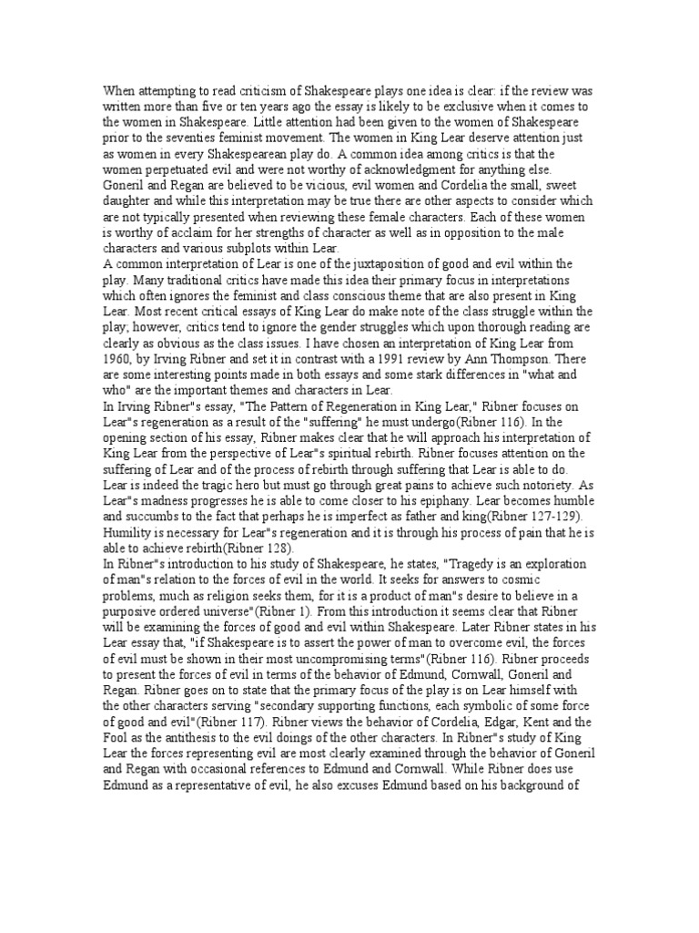 Criticism | PDF | King Lear | Feminism
