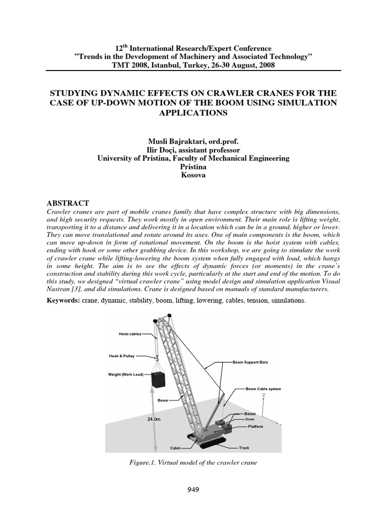 Studying Dynamic Effects On Crawler Cran | PDF | Crane (Machine) | Machines
