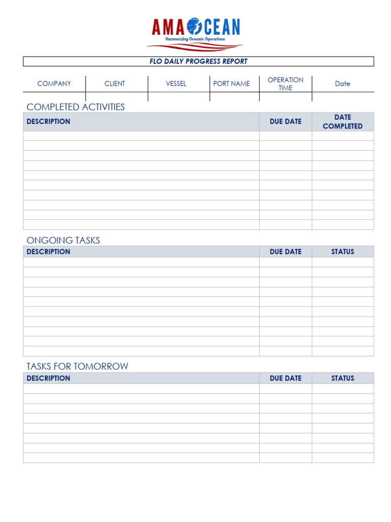 Daily Progress Report Template | PDF