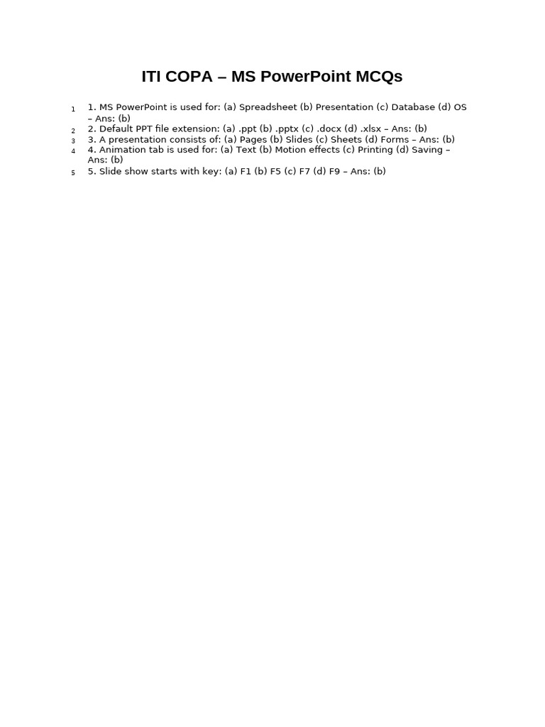 Iti Copa Ppt Mcqs | PDF