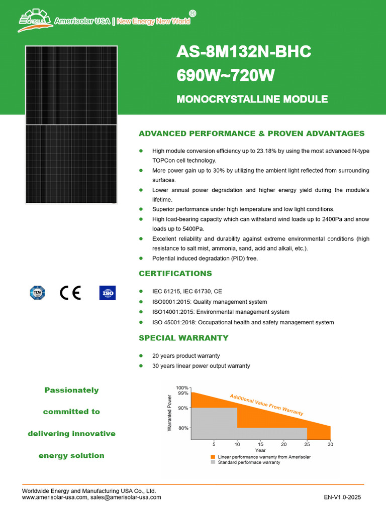 As-8M132N-BHC Bifacial Double Glass Half-cell Module Specification (N ...