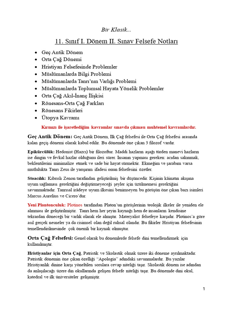 Felsefe Çalışma Notu II | PDF