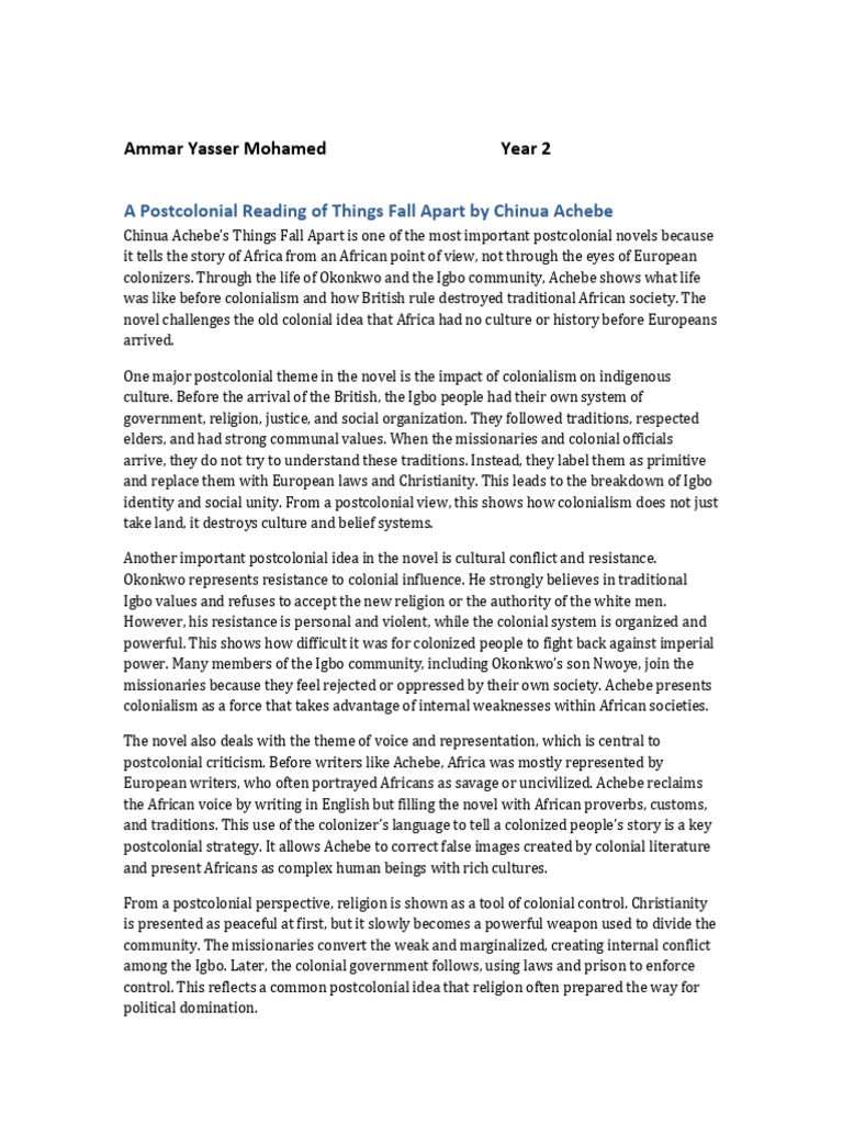 Postcolonial Reading Things Fall Apart | PDF | Postcolonialism