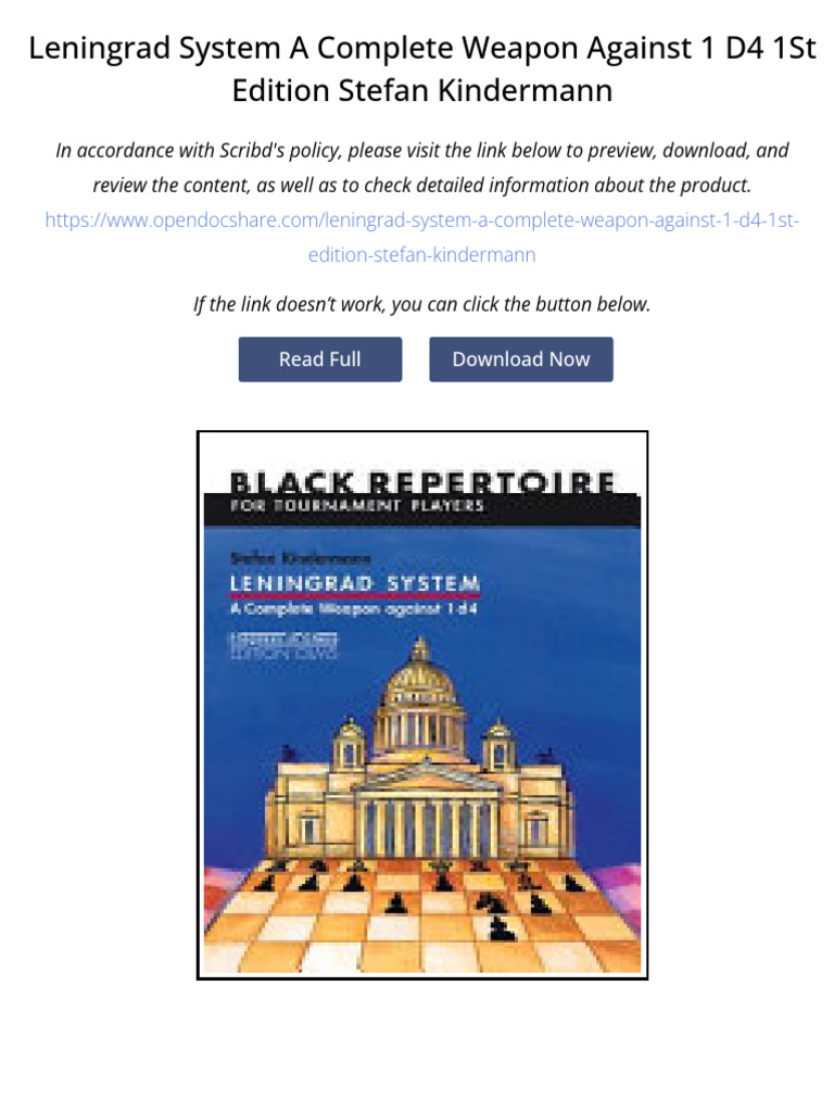 Leningrad System A Complete Weapon Against 1 d4 1st Edition Stefan ...