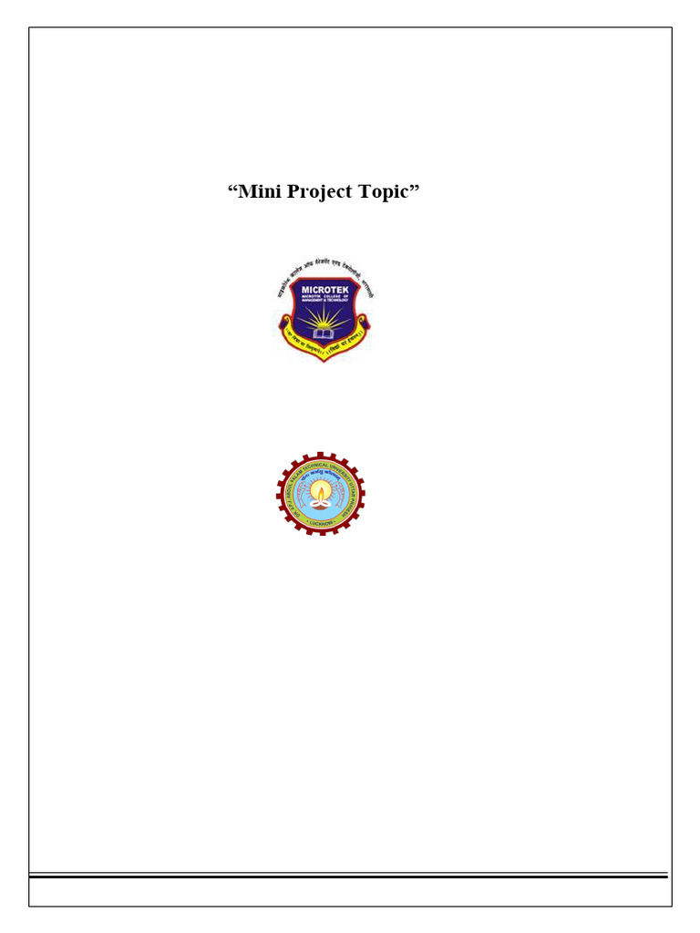 Mini Project Cover Page | PDF