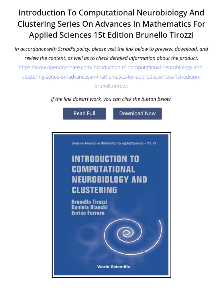 Introduction to Computational Neurobiology and Clustering Series on ...