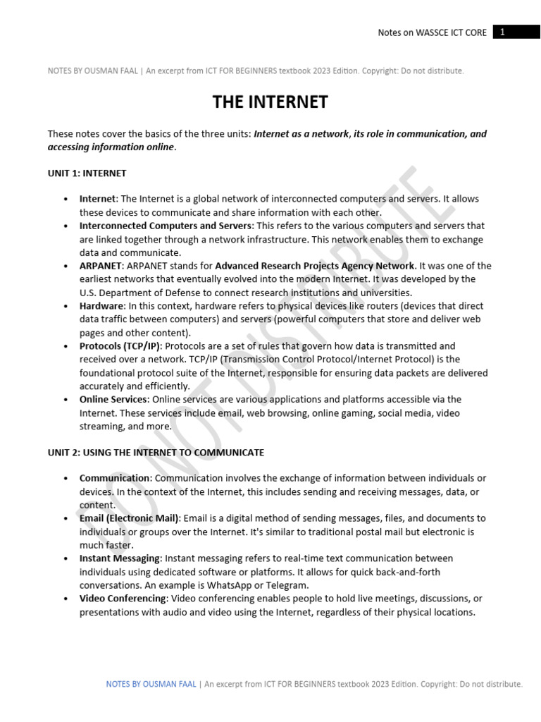 WASSCE ICT Core: Internet Basics Guide | PDF | World Wide Web ...