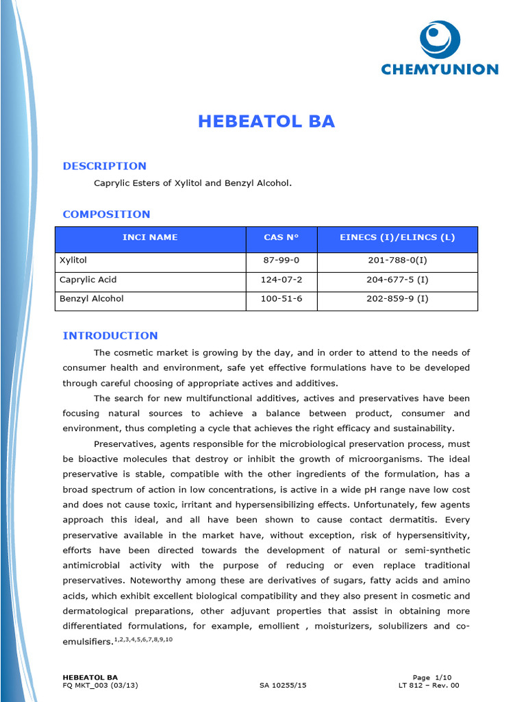 Hebeatol BA: Natural Antimicrobial Additive | PDF | Surfactant | Ester