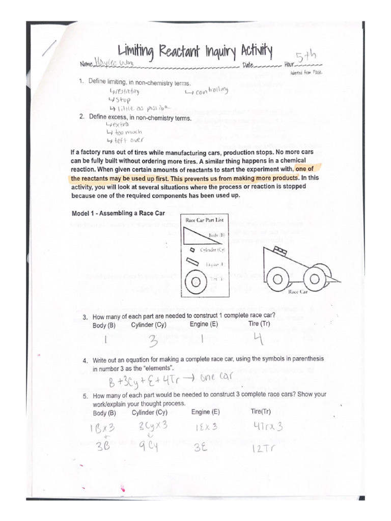 Limiting Reactions Inquiry | PDF
